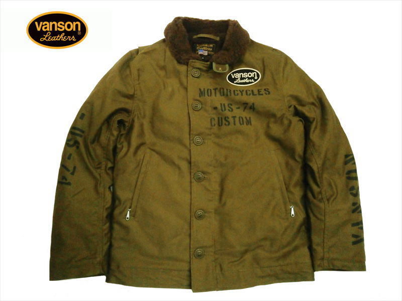 Vanson バンソン NVJK-2105 ステンシル ロゴ＆ワッペン N-1デッキジャケット バイカーJK カーキ XLサイズ(XLサイズ以上)｜売買されたオークション情報、yahooの商品 ...