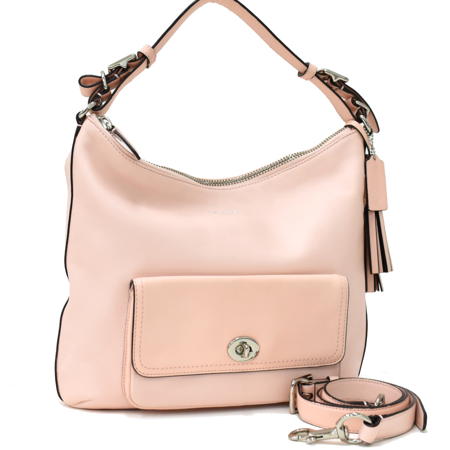 1円 極 COACH コーチ 2WAYハンドバッグ ショルダー 肩掛け コートニーホーボー レガシー 22381 レザー ピンク DaY ...