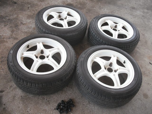 B60 NCP91 1NZ-FE Vitz ヴィッツ RS 4H 100 15インチ TRD TF3 アルミホイール 4本タイヤ付 15×7J ...