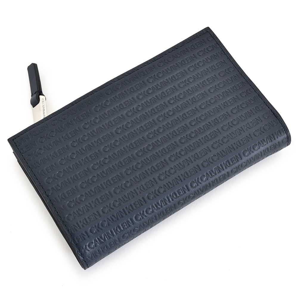 CK Calvin Klein カルバンクライン 定価1 8万 本革 牛革 2つ折財布 モノグラム柄 ネイビー 802613 他にも出品中(二 ...
