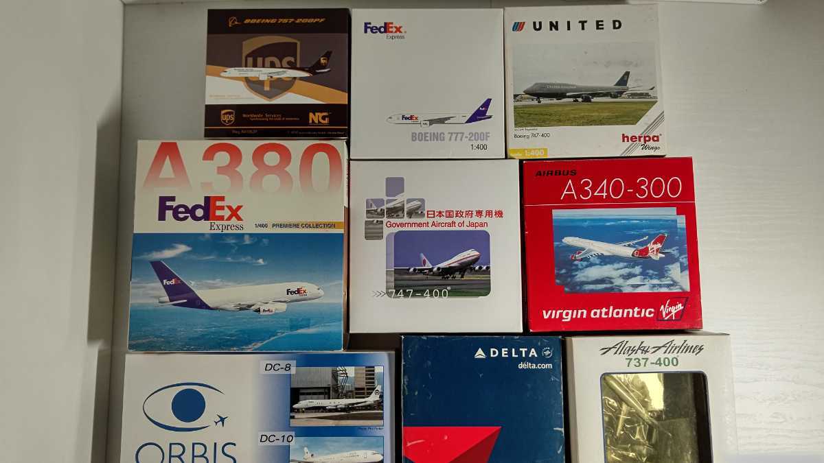 1/400 まとめ FedEx UPS Delta United Virgin ALASKA ORBIS 日本政府専用機 FedEx 10機 ...