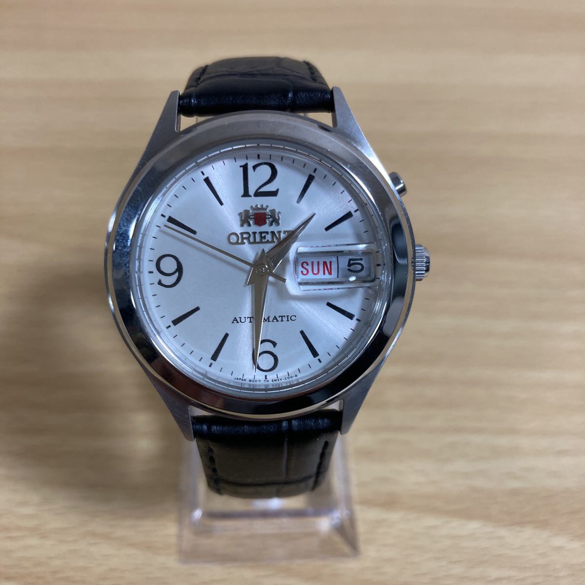 1円スタート ORIENT オリエント EM5V-C3-C CA デイデイト表示 ラウンドケース 白文字盤 純正ベルト AT 自動巻 メンズ ...