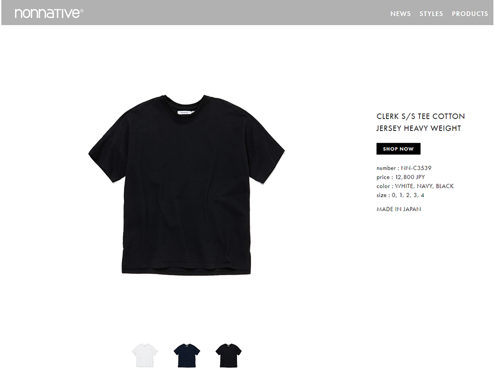 nonnative 19SS CLERK S/S TEE COTTON JERSEY HEAVY WEIGHT COLOR:BLACK SIZE:2(トップス)｜売買されたオークション情報 ...