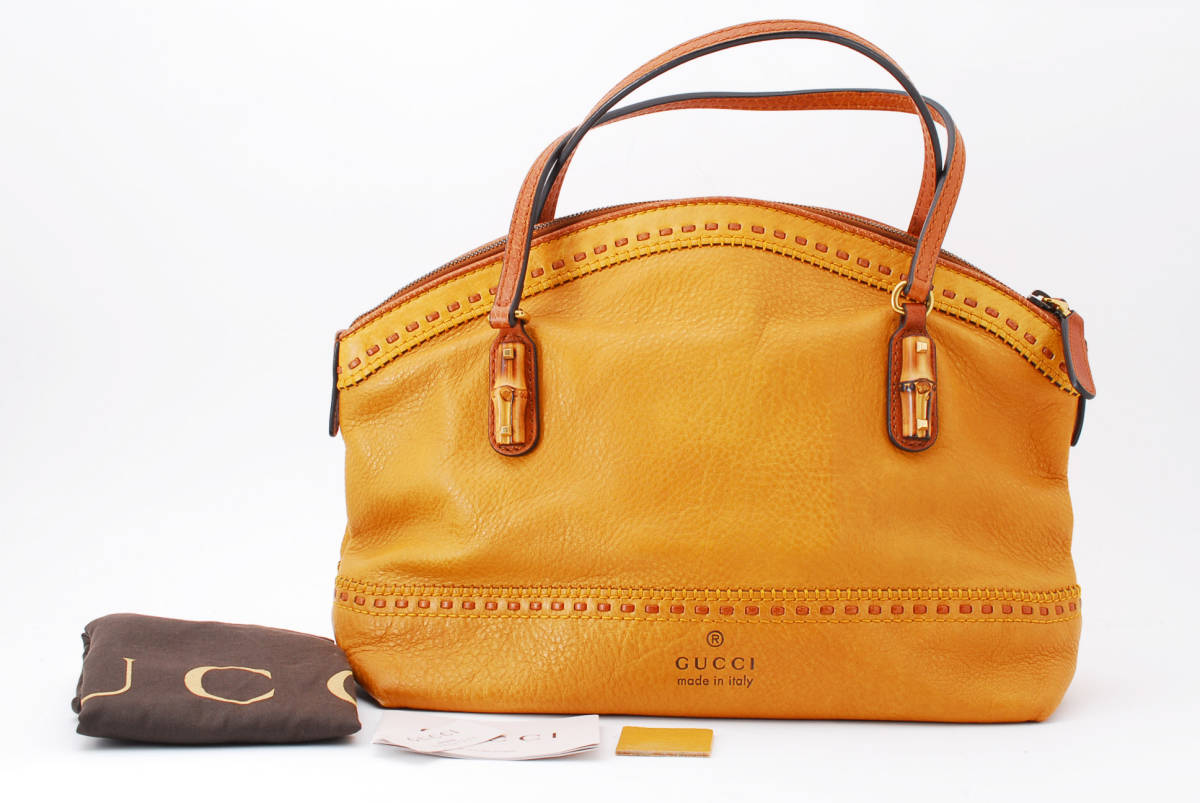 1円スタート GUCCI グッチ バンブー オールレザー トートバッグ ハンドバッグ 肩掛けバッグ 339002 22-3814(かばん ...