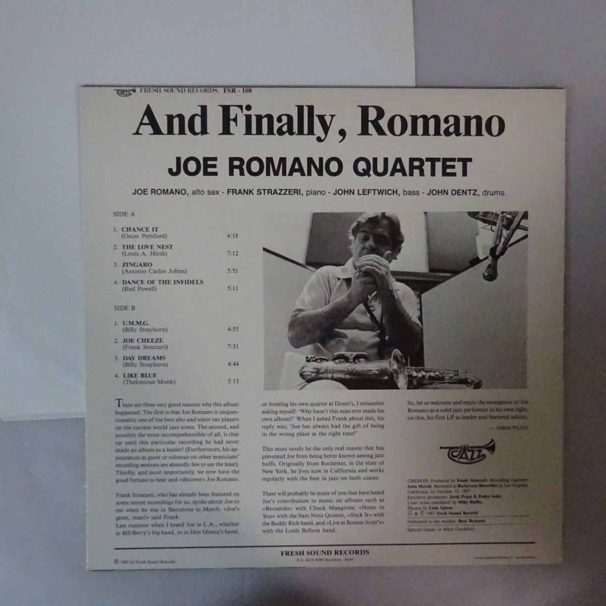14001888; スペイン盤/Fresh Sound Joe Romano Quartet Joe Romano Frank ...