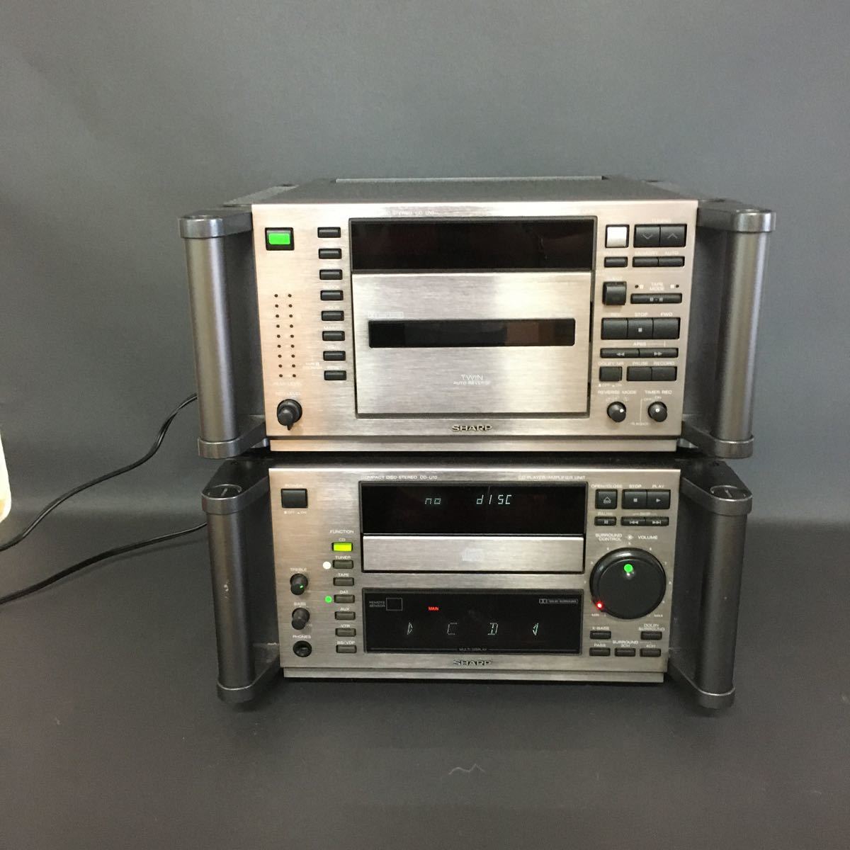 SHARP シャープ コンパクトディスクステレオ CD-U10-GY 通電確認済み / 検 コンポ オーディオ 音響 音響機器 カセットデッキ ...