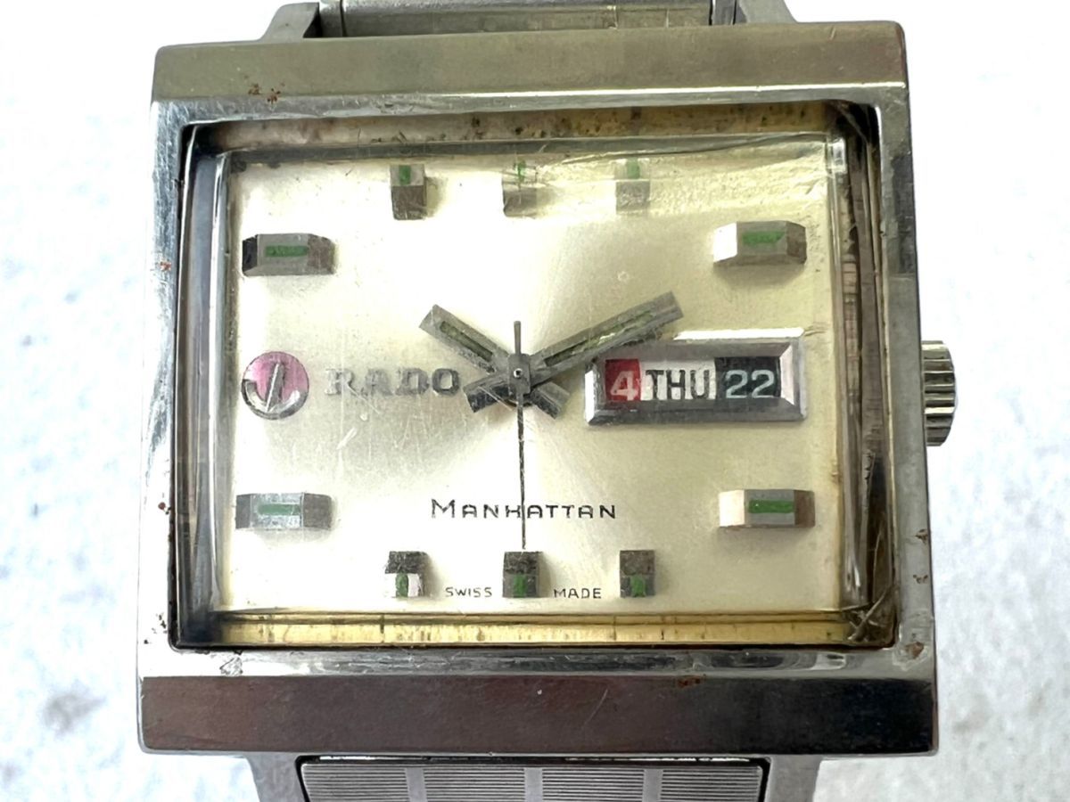 T229-O24-90 RADO ラドー MANHATTAN マンハッタン デイデイト スクエア Water Sealed 自動巻 メンズ腕 ...