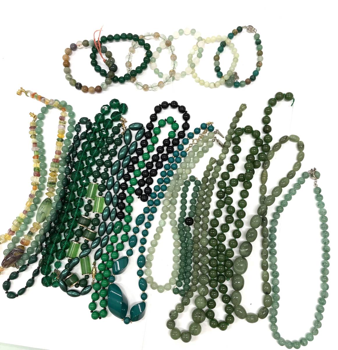 100スタ 天然翡翠 ネフライト アベンチュリンクオーツ ルチル ロッククリスタル 他 大量パワーストーンセット お得 約3125ct(ヒスイ ...