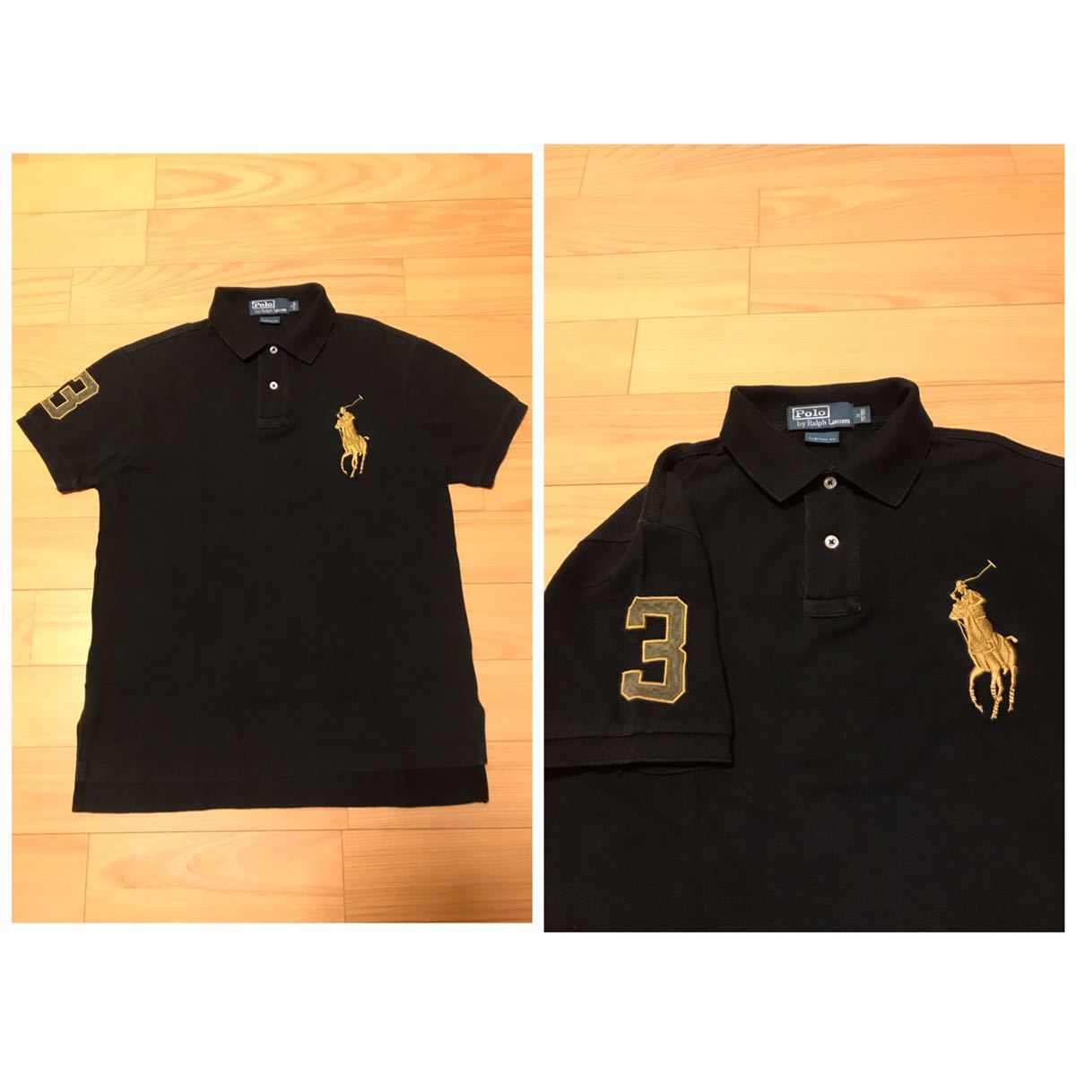 良品 Polo Ralph Lauren／ラルフローレン CUSTOM FIT メンズサイズM.175/96A 半袖鹿の子ポロシャツ 金茶 ...