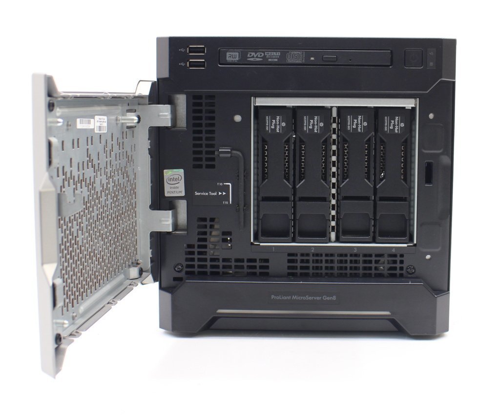 完動品 hp ProLiant MicroServer Gen8 Pentium G2020T 2.5GHz 8GB 2TBx1 SATA3.5インチHDD/RAID1構成(HP、コンパック ...