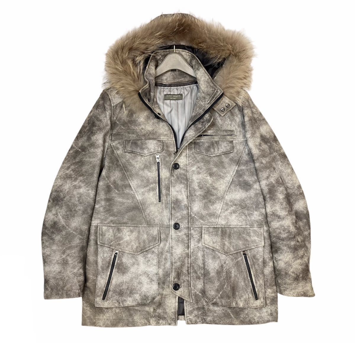 極 定価10万円 贅の極み ニチワ WIND ARMOR 厳選された羊革 アンティーク加工 ラムレザー 3WAY フーディー フィールドジャケット/M(Mサイズ)｜売買されたオークション情報 ...