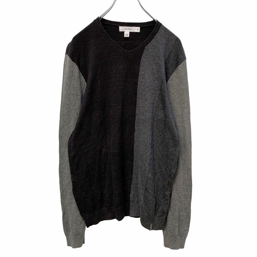 a410-5143 Calvin Klein ニットセーター S ブラック グレー カルバンクライン US古着 古着卸(セーター)｜売買された ...