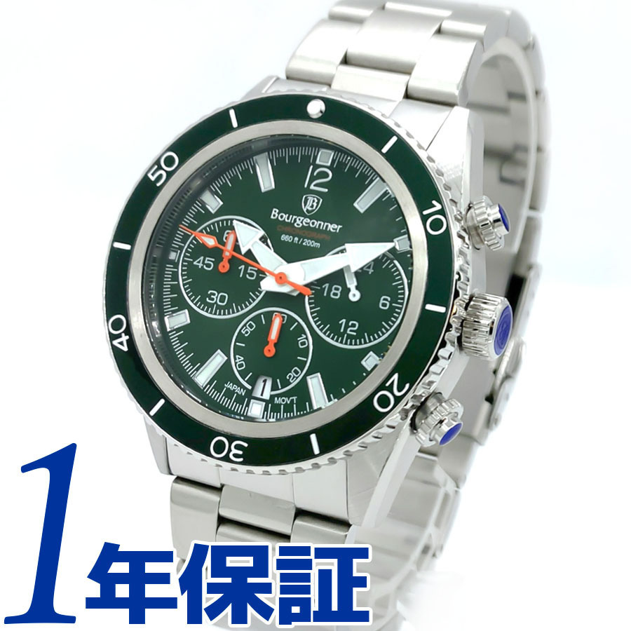 1円 正規品 BOURGEONNER 世界限定 660FT 200M防水クロノグラフねじ込みリューズダイバーズ回転ベゼル腕時計メンズ男性用 ...