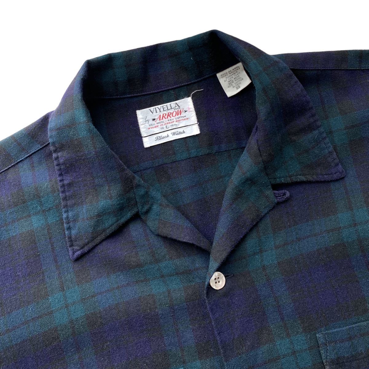 50's ARROW ブラックウォッチ オープンカラーシャツ L ウール×コットン ループカラー ヴィンテージ アロー タータンチェック(Lサイズ)｜売買されたオークション情報、yahooの ...