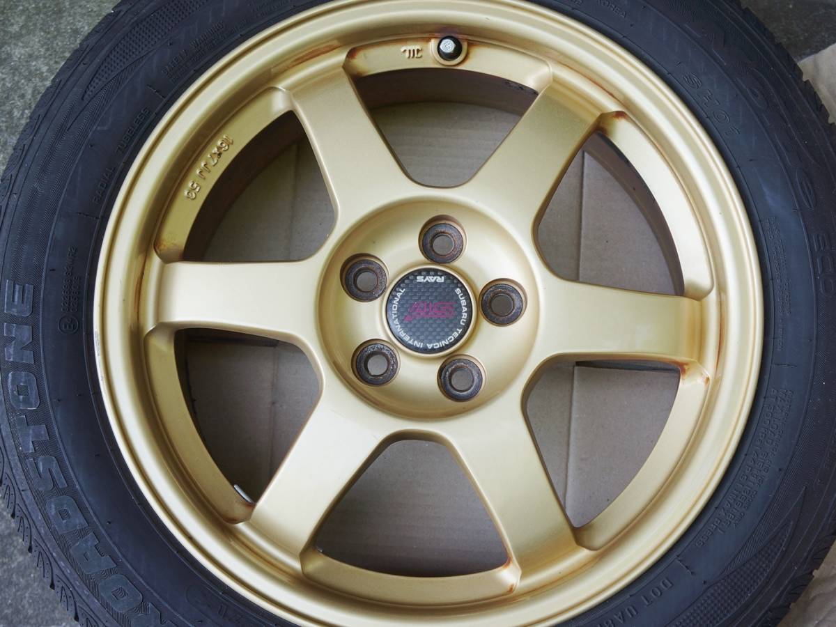 溝多 RAYS TE07 GC8 インプレッサ WRX STi 純正オプション 16インチ 7J +53 PCD100 205/55R16 ROADSTONE N-blue-eco レイズ ...