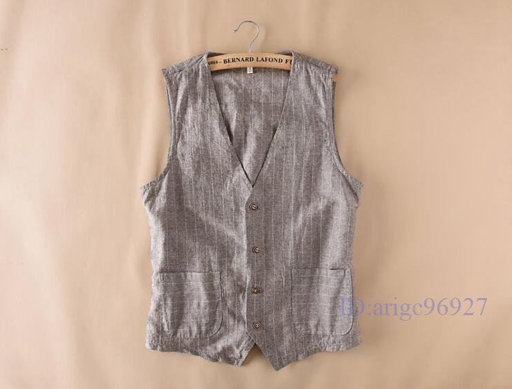 Q693 メンズ 麻ベスト ベストビジネス ジレベスト 夏 綿麻リネンベスト ストライプ スーツ カジュアルベスト 紺 M(Mサイズ)｜売買されたオークション情報、yahooの商品情報を ...