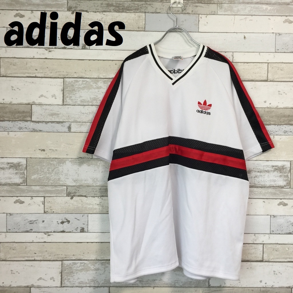adidas/アディダス クロスオーバーVネック Tシャツ ホワイト×ブラック×レッド サイズL/A975(Lサイズ)｜売買されたオークション情報、yahooの商品情報をアーカイブ公開 ...