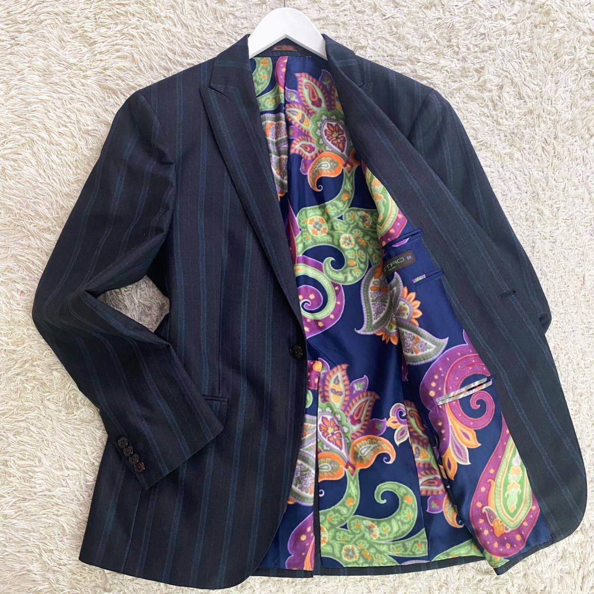 エトロ 圧巻な裏地 ETRO テーラードジャケット 黒 50 XL位 ペイズリー ウール シルク 100% ビジネス 通勤 仕事 メンズ セットアップ(テーラードジャケット、ブレザー)｜売買さ ...