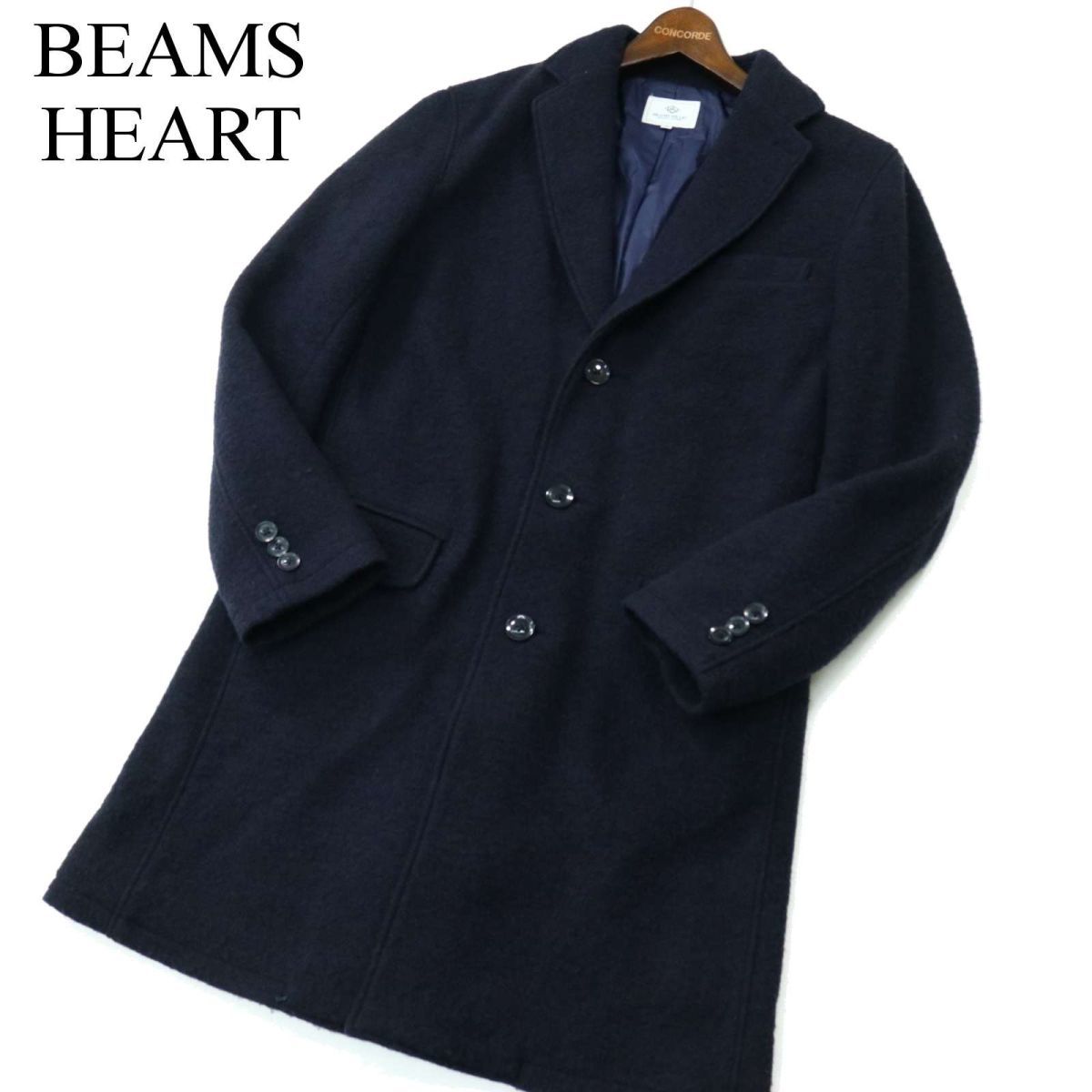 BEAMS HEART ビームス ハート 秋冬 ウール チェスター コート Sz.M メンズ ネイビー A2T12788_B#N(コート)｜売買されたオークション情報、yahooの商品情報を ...