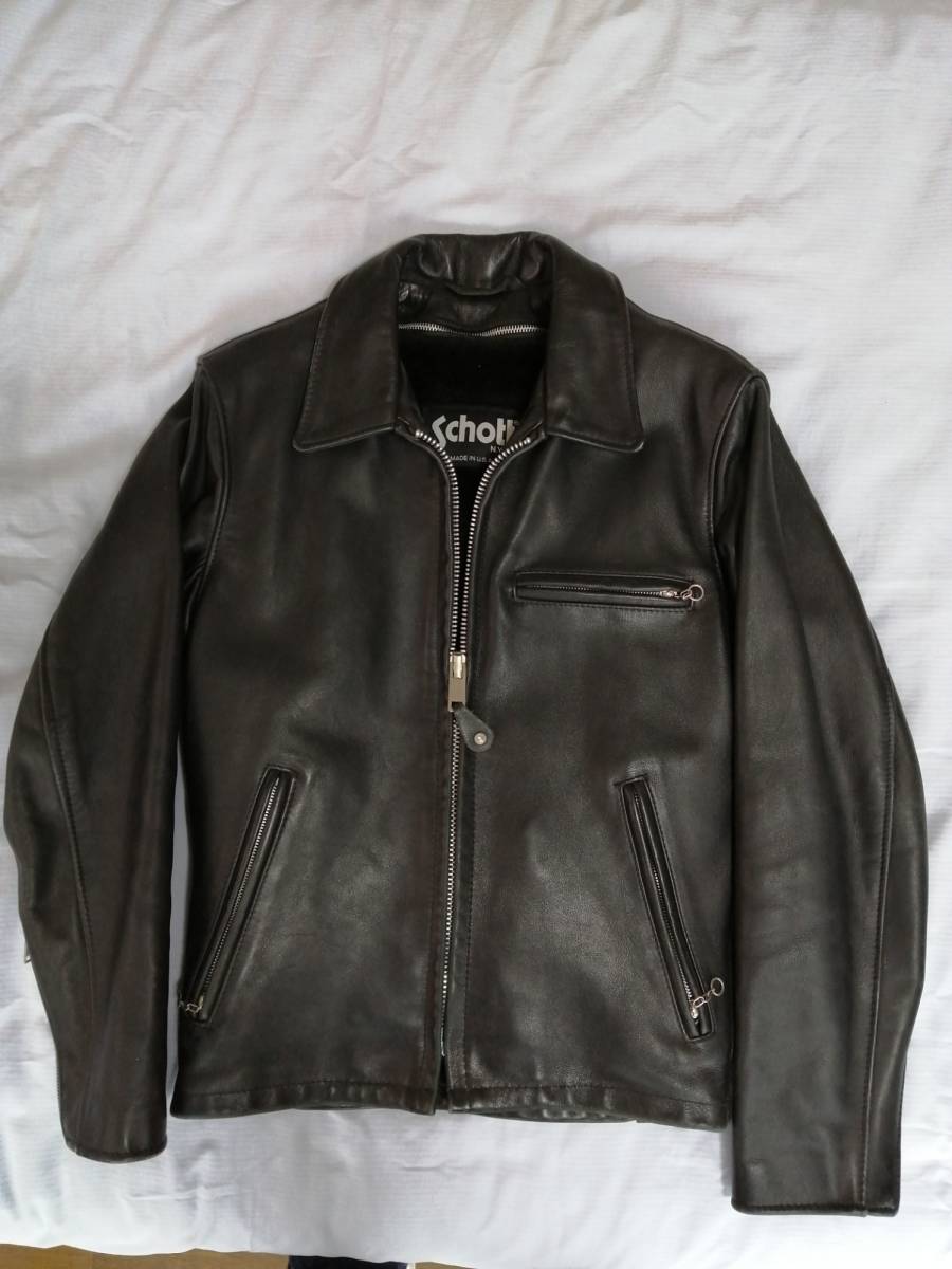 schott 642 シングルライダース 34 ショット レザー ジャケット(ライダースジャケット)｜売買されたオークション情報、yahooの商品情報をアーカイブ公開 - オークファン ...