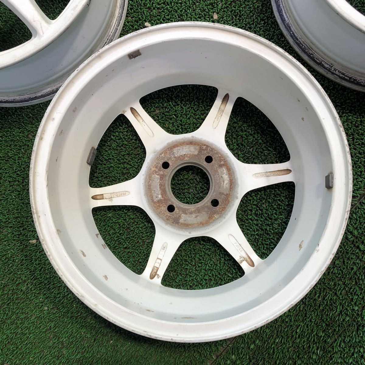 AB 197 Buddy Club バーディ クラブ P-1 レーシング 15インチ 5.5J 4穴 100 +42 73mm ホワイト旧 ...