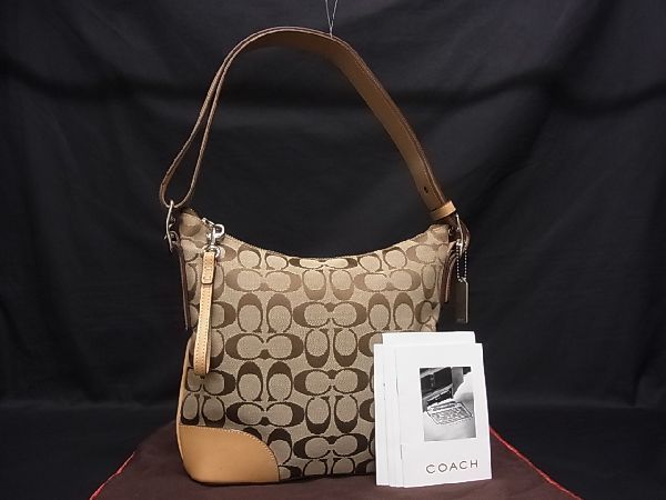 1円 COACH コーチ 6347 シグネチャー スモールスリムダッフル キャンバス クロスボディ ショルダーバッグ ベージュ系 AF7826 ...