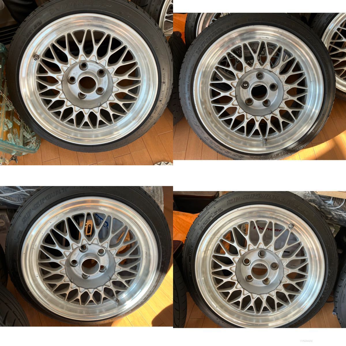 BBS RG069 8J+30 16in 5穴PCD114.3 4本セット 195/45R16 タイヤ残り溝あり 引っ張り GT-R Z32 JZX81 GX81 R32 S13 S14 ...