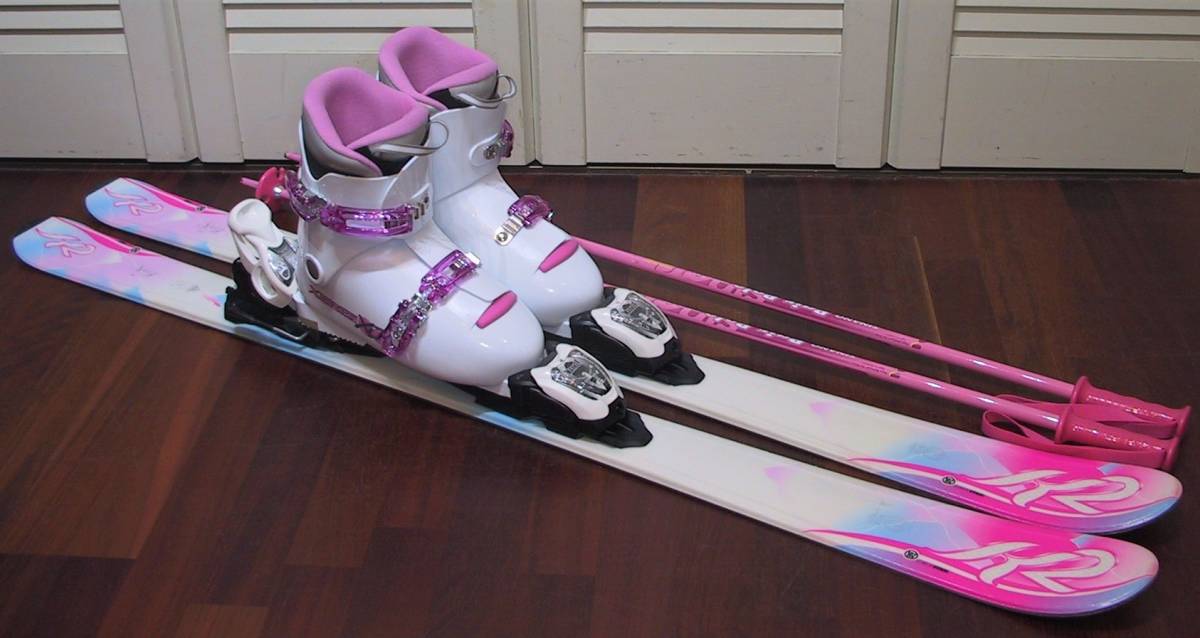 ケーツー/K2 Spire Jr +XERES XJ /SINANO シナノ 子供用/ジュニア用スキー3点セット板124㎝＋ブーツ25㎝ 実寸 ...