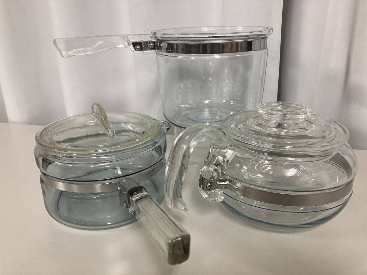 ioy1036 PYREX パイレックス 3点セット 8446B 6CUP 6322-B 6283-L 1 1/2QT フレームウェア ティーポット など(パイレックス)｜売買された ...