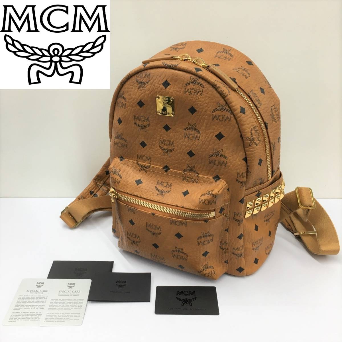 NZ1639 MCM Stark サイドスタッズ バックパック コニャック ブラウン系 モノグラム ヴィセトス ロゴ リュック エムシーエム(かばん、バッグ)｜売買されたオークション情報 ...