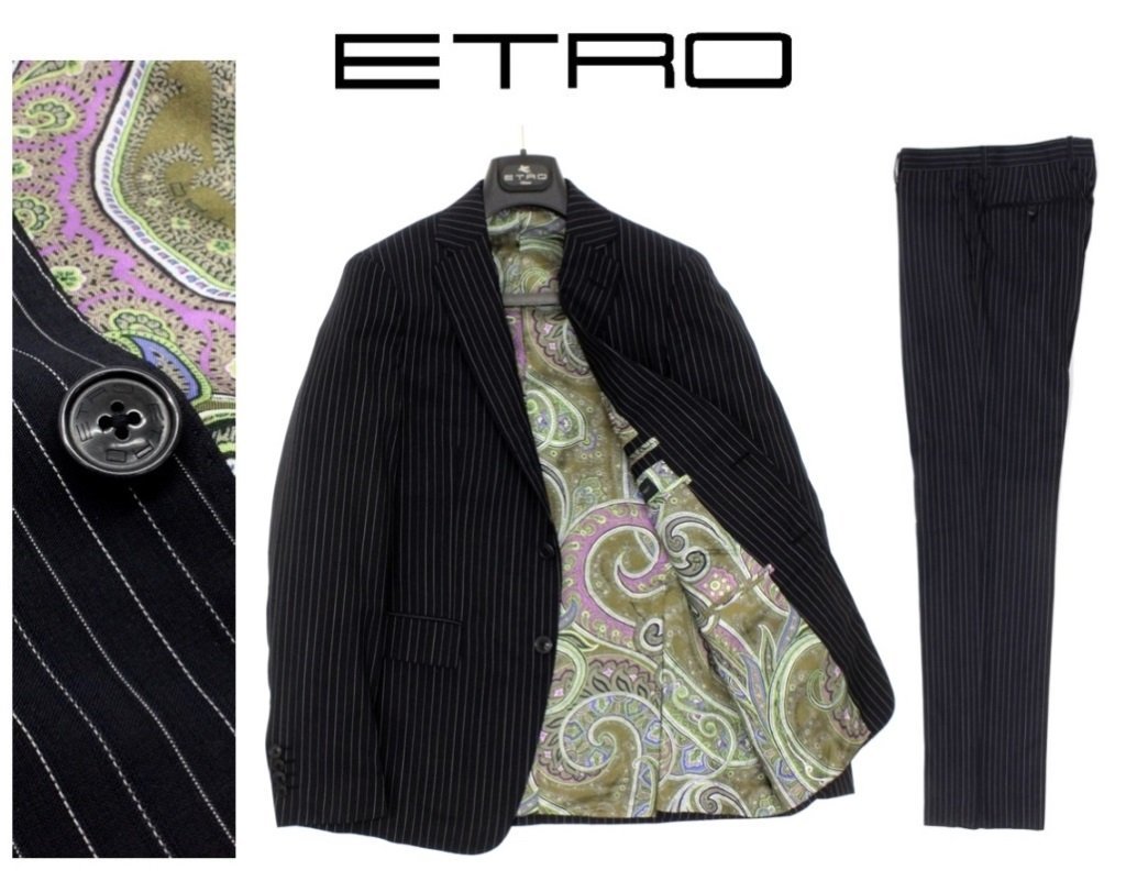 40万 訳有 48=M エトロ 濃紺ステッチストライプウールスーツ ETRO 1円(テーラードジャケット、ブレザー)｜売買されたオークション情報、yahooの商品情報をアーカイブ公開 ...