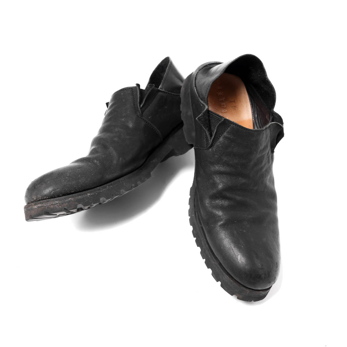 Portaille "one make" PL5 VB Slipon Shoes Oiled Kip OVER DYED BLACK ポルタユ 短靴 スリッポン size41 27 ...