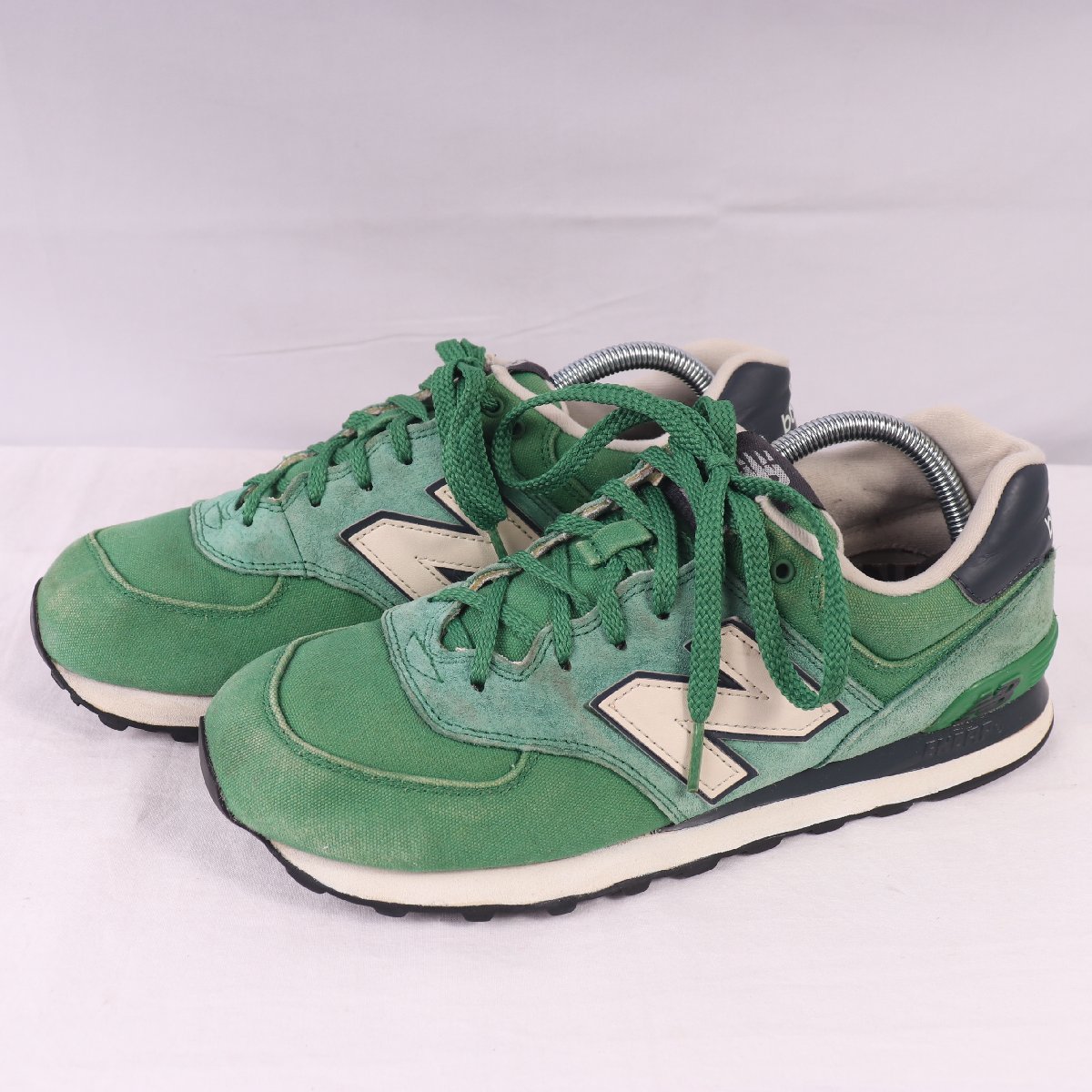 574 ニューバランス 26.5cm/new balance 緑 白 紺 古着 スニーカー メンズ スニーカー yy1550(26.5cm ...