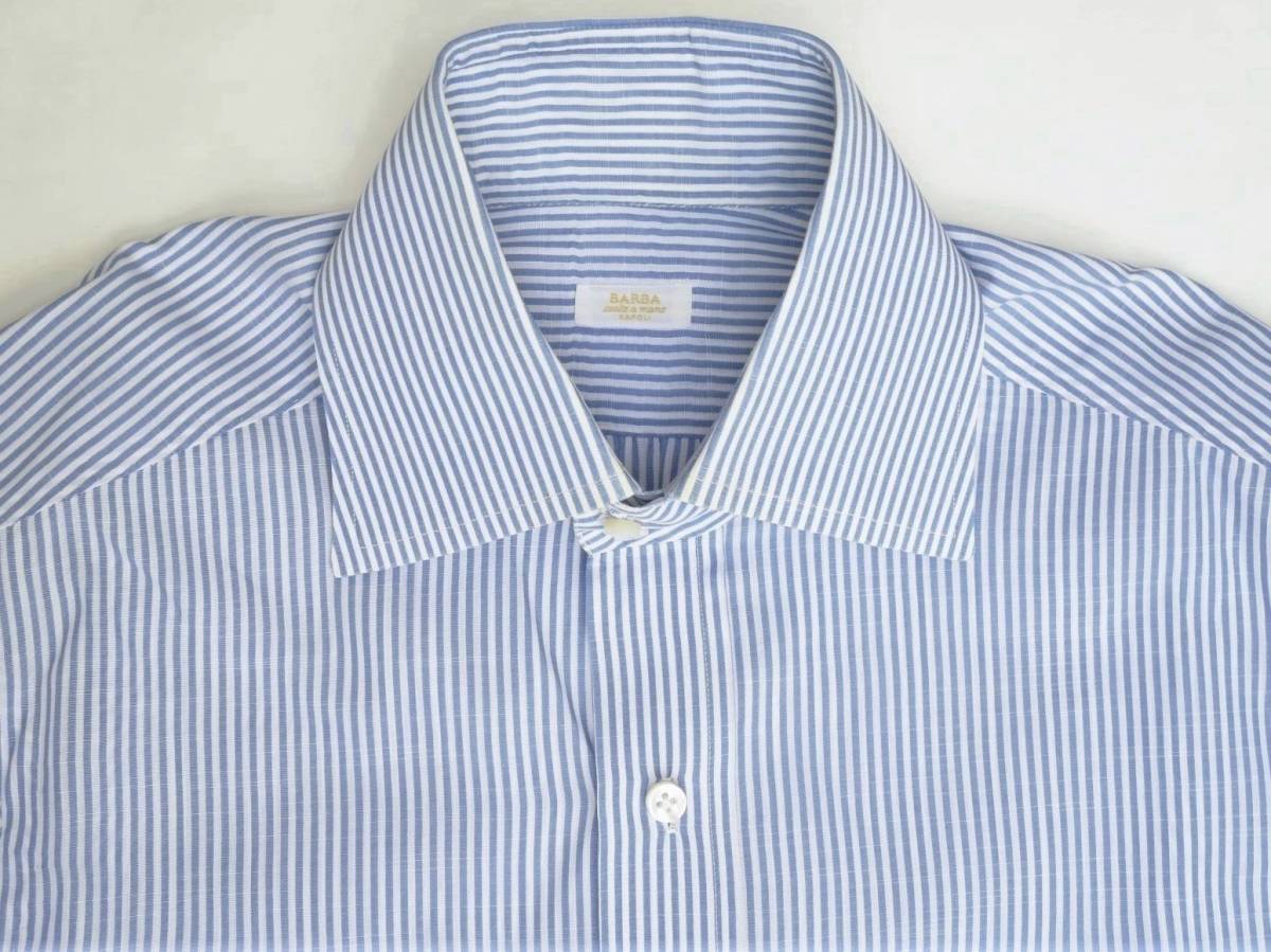バルバ BARBA 38 15 セミワイドカラー ドゥエボットーニ サックスブルー ストライプ 高級ナポリ仕立て シャツ 正規品 カフスのボタン外れ(長袖シャツ)｜売買されたオークション情報 ...