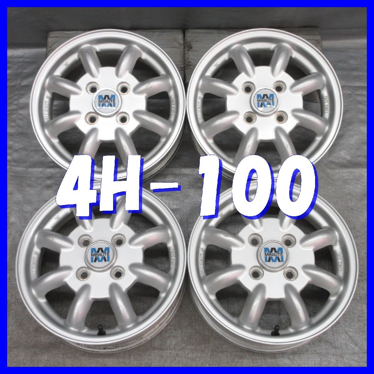 A2 スバル 純正 MINI LITE 13×4J+45 4H PCD100 ハブ径φ59 4本 シルバー系 1ピース/8本スポークタイプ ...