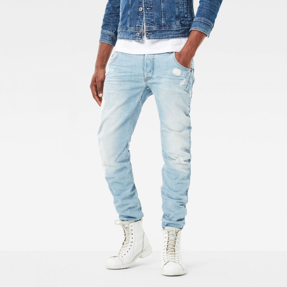 1円/G-STAR RAW/27インチ/テーパード デニムパンツ ARC 3D SLIM 51030.5689.1243 ダメージ加工 ...