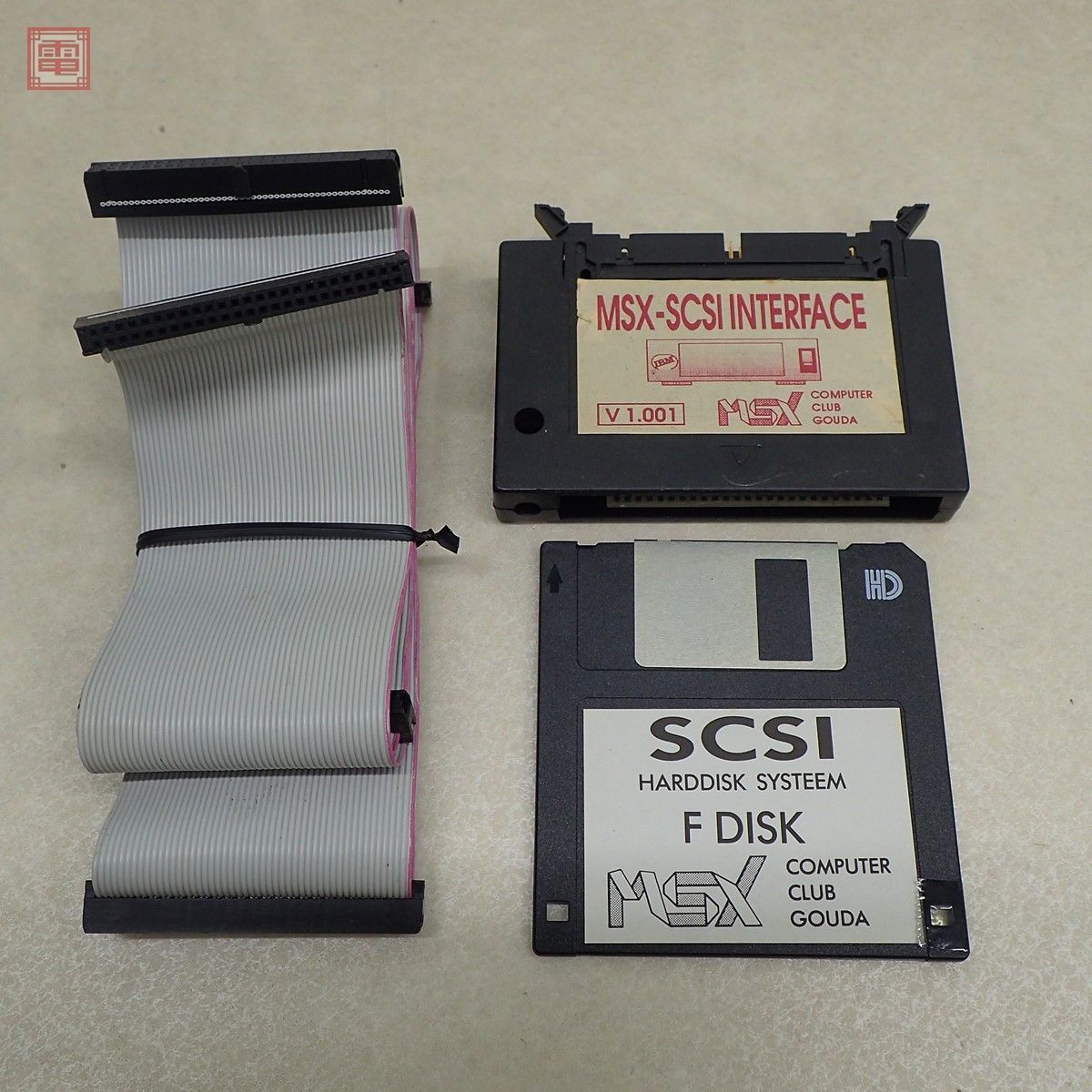 MSX-SCSI INTERFACE 1.001 + MSX SCSI HARDDISK SYSTEM F DISK + 接続ケーブル ...