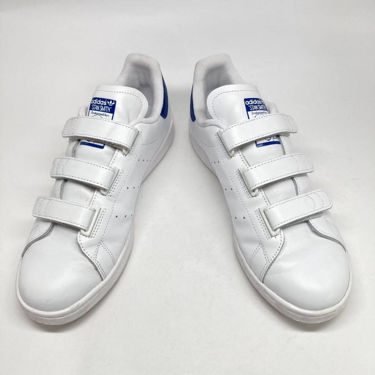 定番 18製 adidas STAN SMITH CF ベルクロ 白 青 26.5cm S80042 / アディダス スタンスミス(26 ...