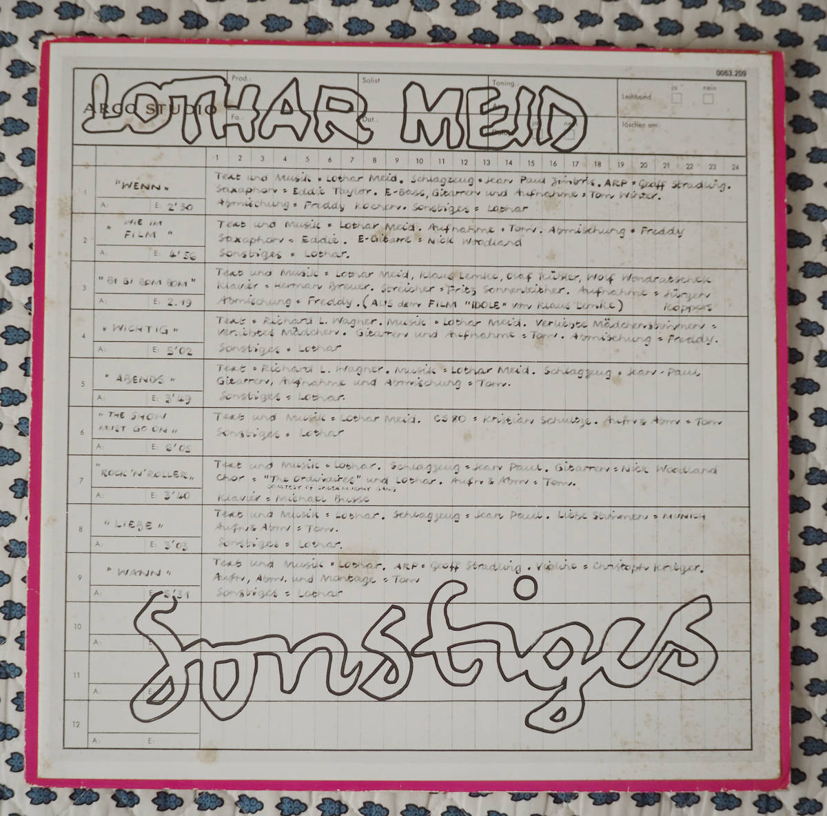 ドイツ原盤 Lothar Meid / Amon Duul 2 / Embryo Sonstiges インサート付き/ Global Records 0063.209 Rare 独国ORG盤 ...