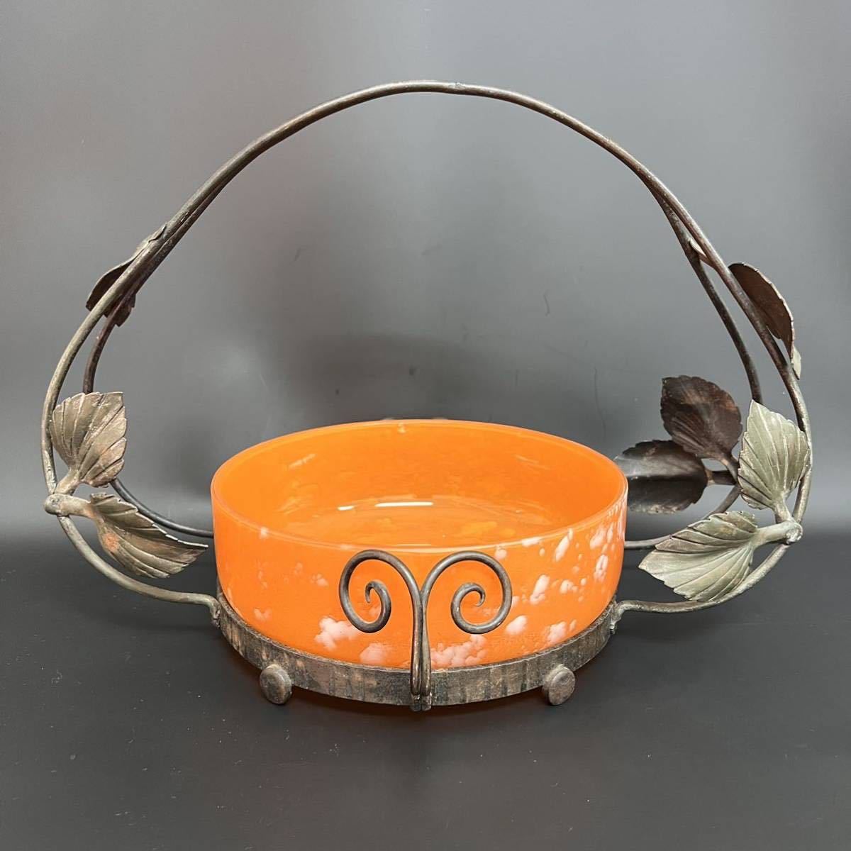 サイン入りdaum nancy ドーム兄弟 アール ヌーヴォー ガラス工芸 西洋アンティーク 美術 ドームナンシー バスケット ドーム兄弟 ...