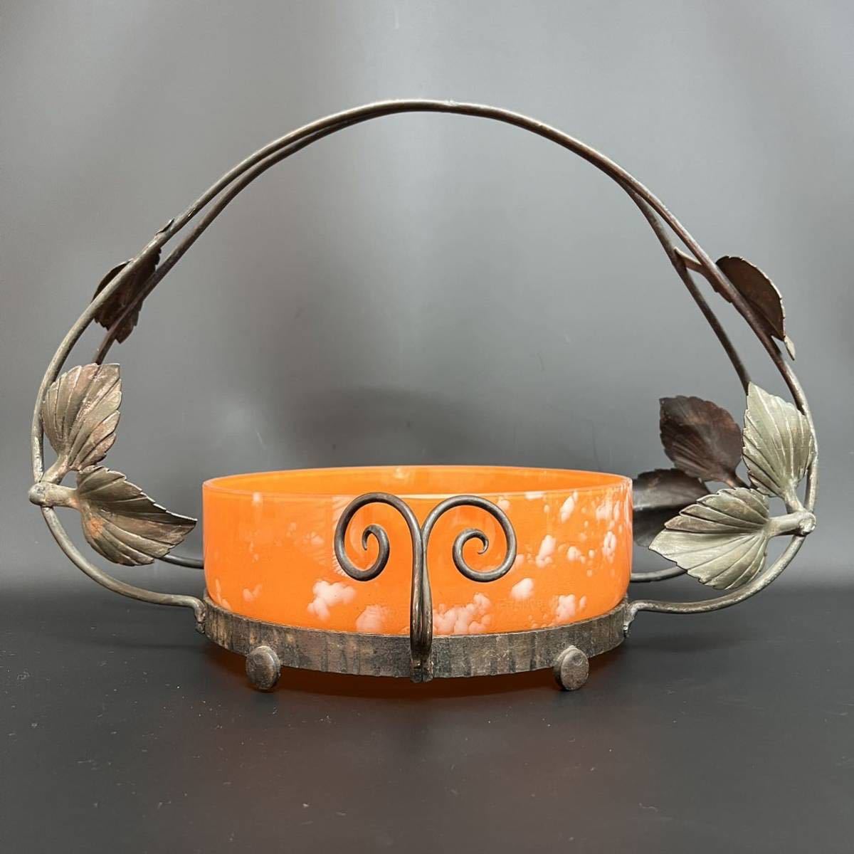 サイン入りdaum nancy ドーム兄弟 アール ヌーヴォー ガラス工芸 西洋アンティーク 美術 ドームナンシー バスケット ドーム兄弟 ...