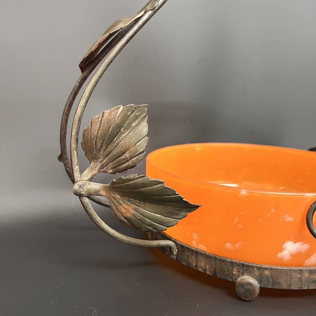 サイン入りdaum nancy ドーム兄弟 アール ヌーヴォー ガラス工芸 西洋アンティーク 美術 ドームナンシー バスケット ドーム兄弟 ...