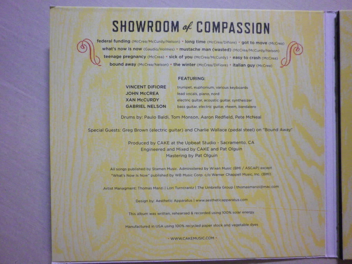 Cake/Showroom Of Compassion 2011 Upbeat Records 7 44626 99332 1 USA盤 特殊 ...