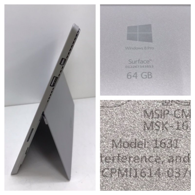 Microsoft Surface Pro3 Model:1631 Windows 10 Pro Core i3-4020Y 1.50Ghz 4GB SSD 64GB タブレットパソコン ...