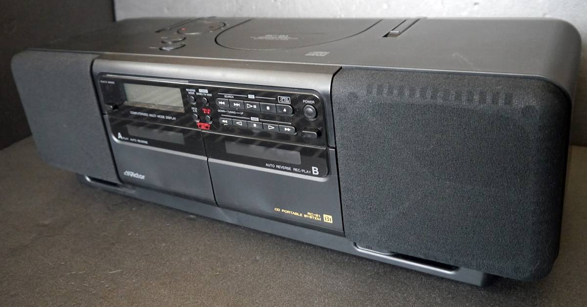 超 稼働品 VICTOR/ビクター RC-B1 CDポータブルシステム バブルラジカセ Wカセット ヴィンテージ リモコン付(ラジカセ)｜売買 ...
