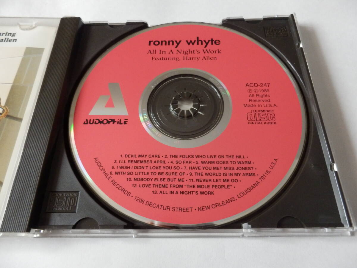 CD/US:ジャズ-piano & singer/ロニー.ホワイト/Ronny Whyte- All In A Nights Work ...