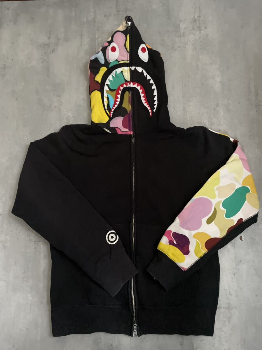 A BATHING APE BAPE マイロ マルチカモ シャーク パーカー Mサイズ アベイシングエイプ BAPESTA コラボ NIGO ...