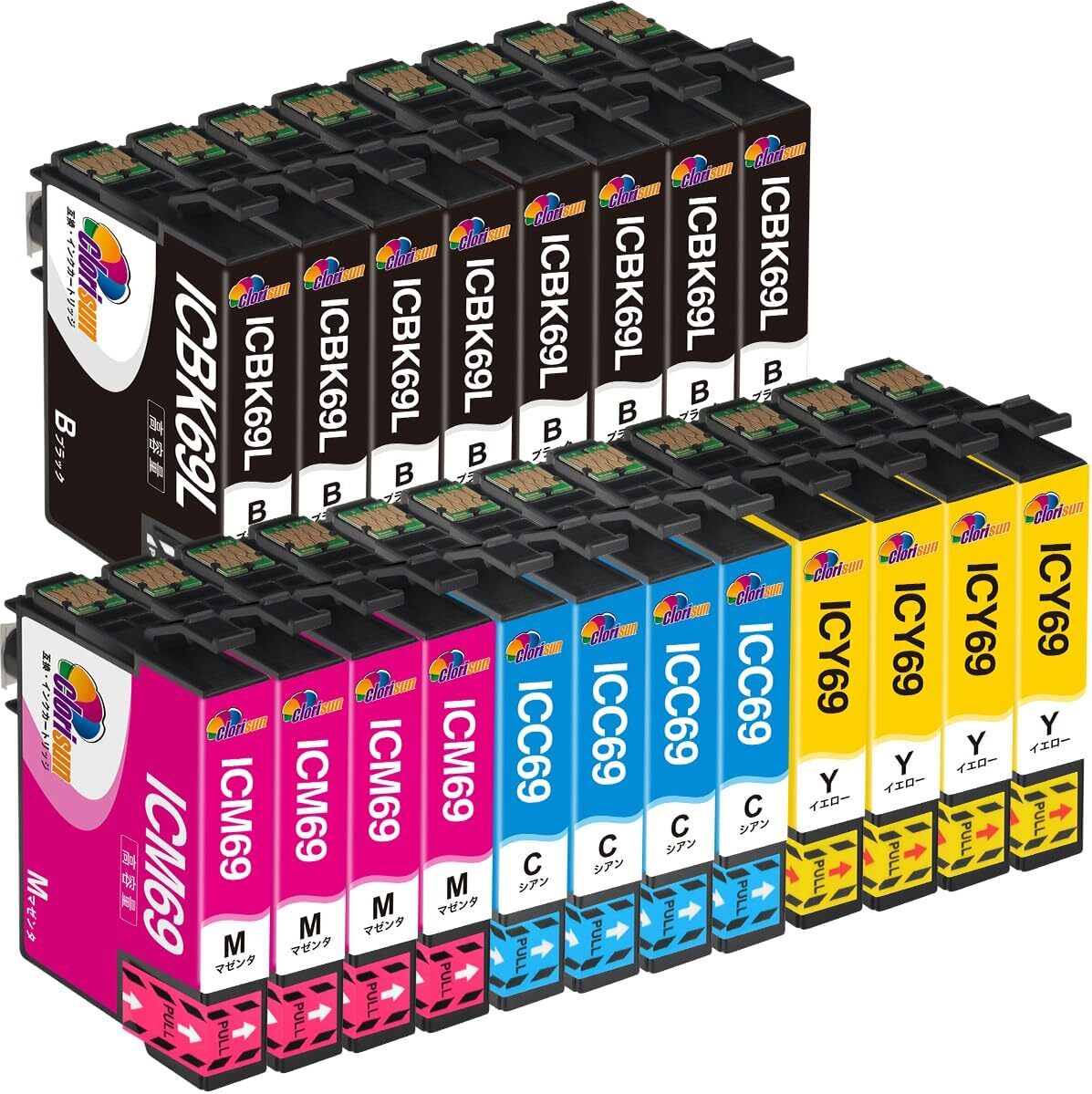 互換インクカートリッジ Epson エプソン IC4CL69L 4色x 4セット+ICBK69L×4 計20個 PX-105 PX-045A PX-046A PX-505F PX-405A ...