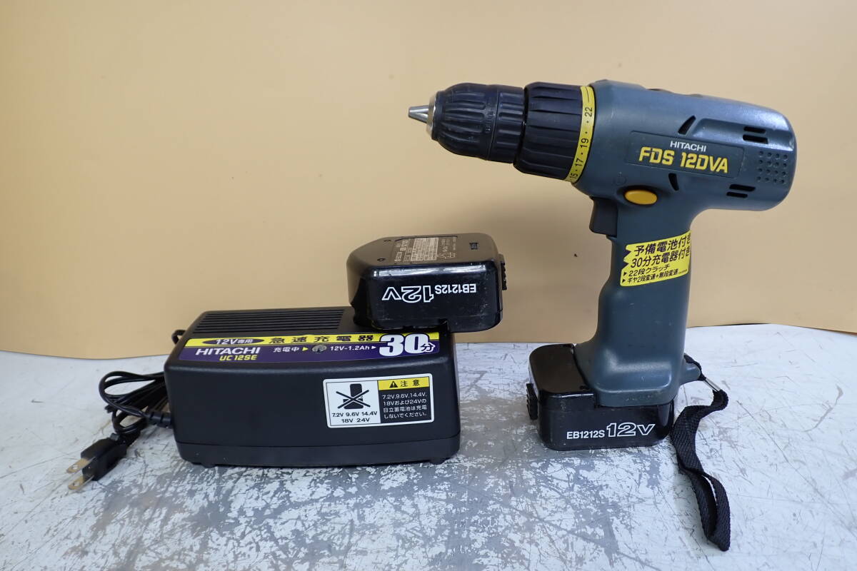 HITACHI 日立工機 12mm 12V 充電式 コードレスドライバドリル FDS 12DVA 充電器 UC12SE バッテリ EB ...