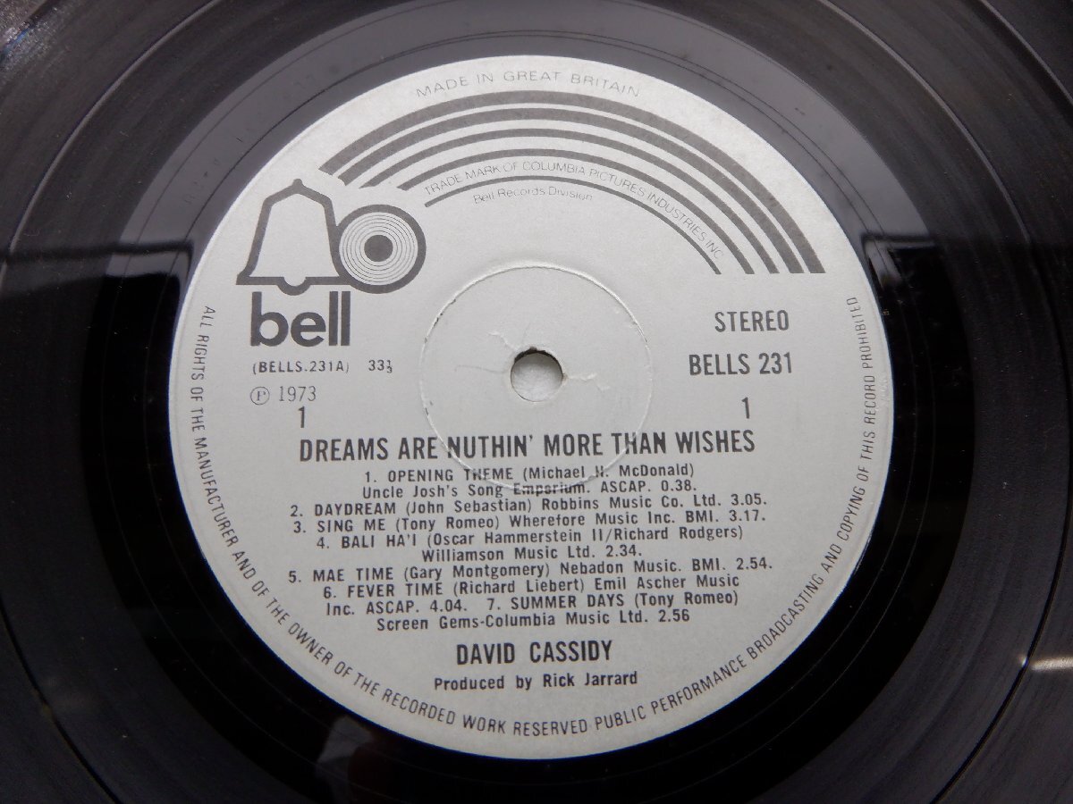 David Cassidy Dreams Are Nuthin' More Than Wishes... LP 12インチ /Bell Records 2308 075 /洋楽ポップス(D ...